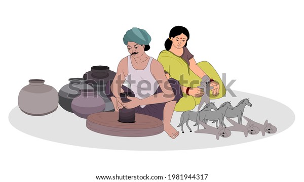 Potter Making Pottery Illustration Stock Vector (Royalty Free ...