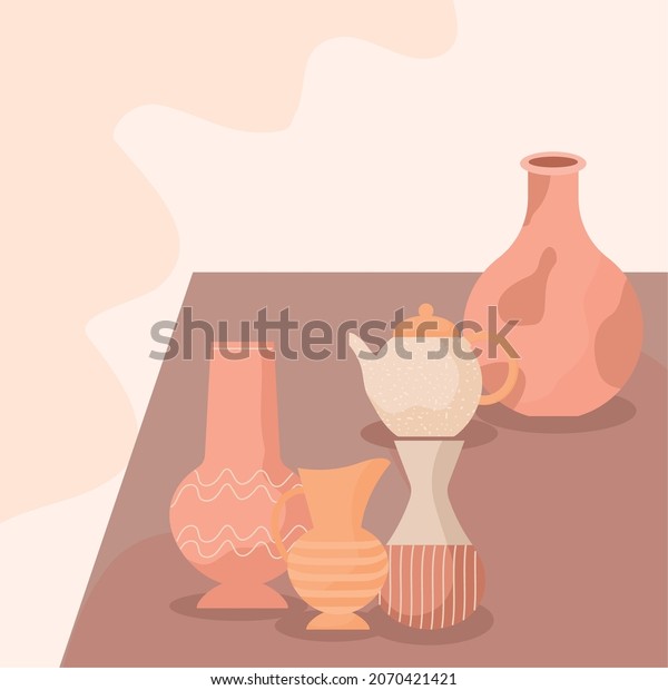 Pottery Jars Poster Jars Stock Vector (Royalty Free) 2070421421 ...