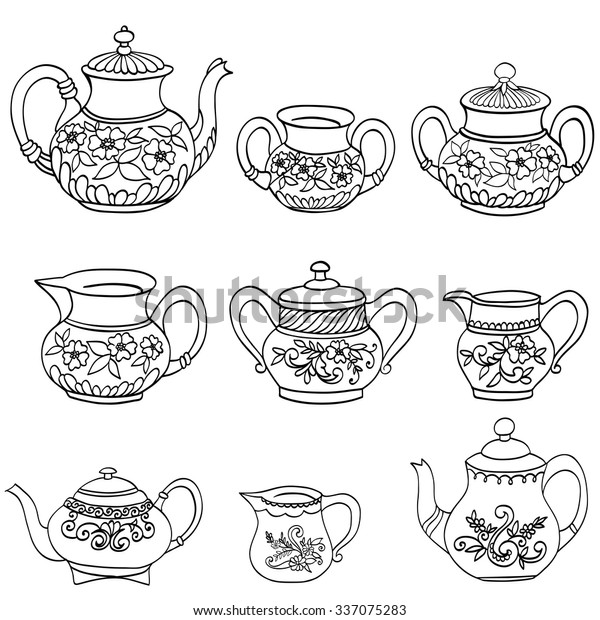 Pottery Line Hand Drawing Vector Set Stock Vector (Royalty Free) 337075283