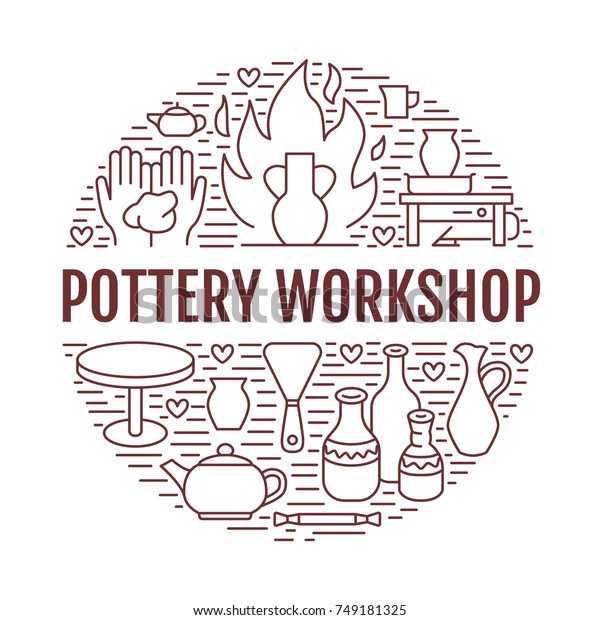 Pottery Workshop Ceramics Classes Banner Illustration Stock Vector ...