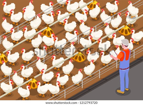 Poultry Isometric Background Staff Member On Stock Vector (Royalty Free ...