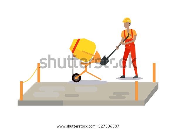 Pouring Concrete Man Isolated On White Stock Vector (Royalty Free ...
