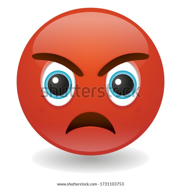 Pouting Emoji Kawaii Face Hate Rage Stock Vector (Royalty Free) 1731103753