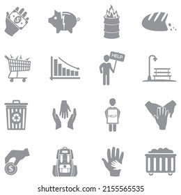 Poverty Icons Gray Flat Design Vector Stock Vector (Royalty Free ...