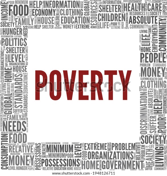 Poverty Vector Illustration Word Cloud Isolated: เวกเตอร์สต็อก (ปลอดค่า ...