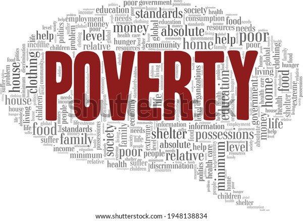 Poverty Vector Illustration Word Cloud Isolated: เวกเตอร์สต็อก (ปลอดค่า ...