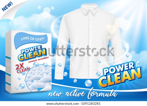 Powder Laundry Detergent Advertising Poster Vector Stock Vector ...