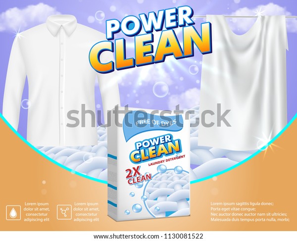 Powder Laundry Detergent Advertising Poster Template Stock Vector ...
