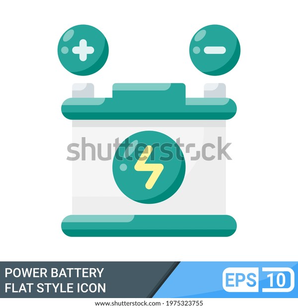 Power Battery Icon Flat Style Vector Stock Vector (Royalty Free ...