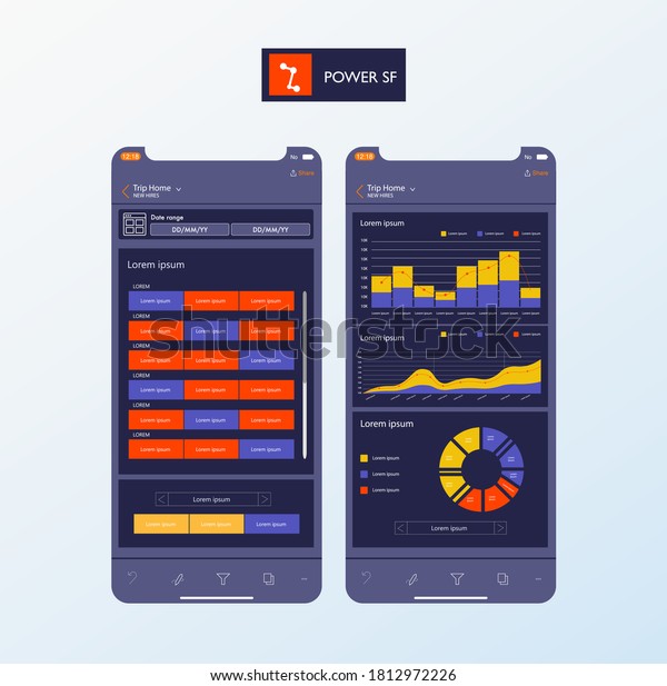 Power Bi Templatedata Analyticsgraphs Chartsreport Editmobile Stock ...