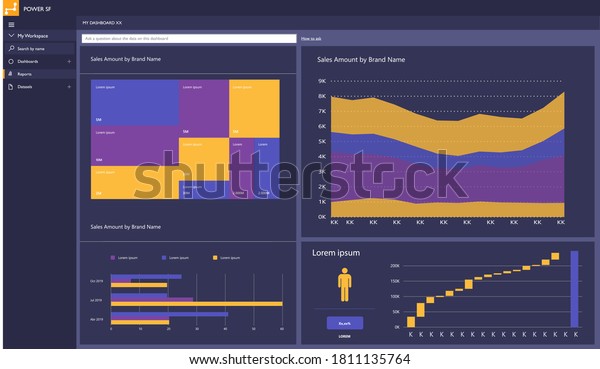 Power Bi Templatediagrams Editgraph Dashboardeps10 Stock Vector ...