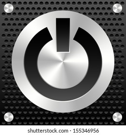 Glass Power Button Icon On Metal Stock Vector (Royalty Free) 133740518