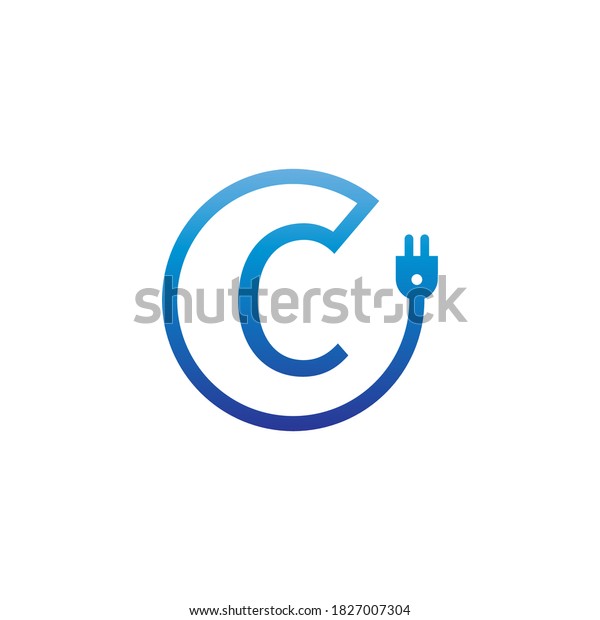 Power Cable Forming Letter C Logo Stok Vektör (Telifsiz) 1827007304 ...