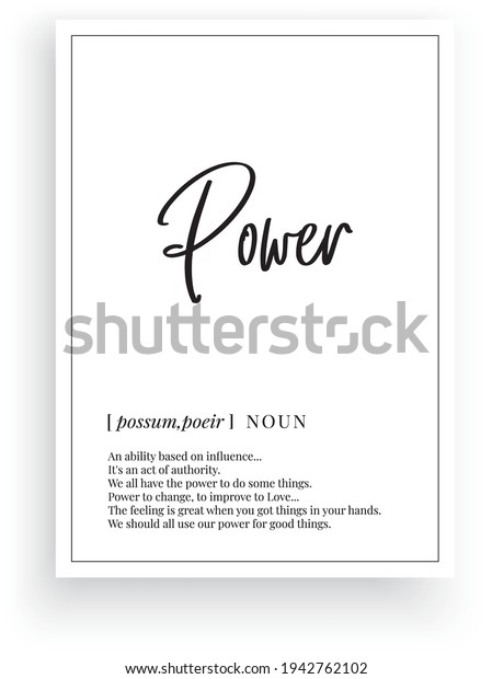 Power Definition Vector Minimalist Poster Design Stock Vector (Royalty ...