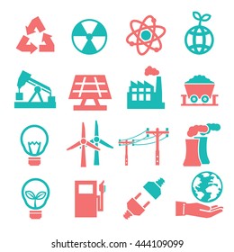 Icons Renewable Nonrenewable Energy Sources Solar Stock Vector (Royalty ...