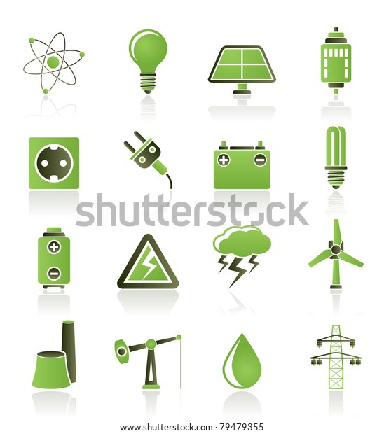 Power Electricity Industry Icons Vector Icon Stock Vector (Royalty Free ...