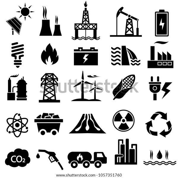 power and energy icon set, vector illustration