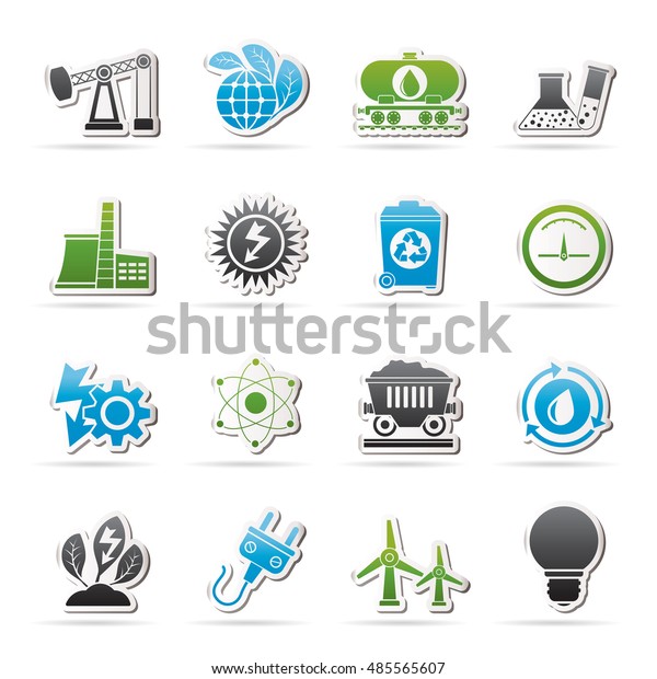 Power Energy Production Icons Vector Icon Stock Vector (Royalty Free ...