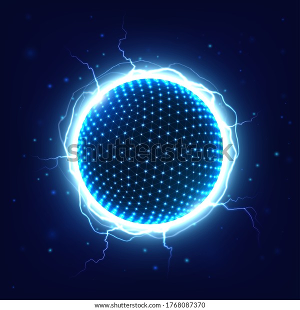 Power Energy Sphere Electrical Thunder Shining Stock Vector (Royalty ...