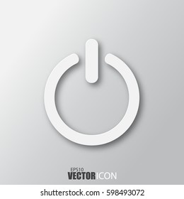 Power Icon White Style Shadow Isolated Stock Vector (Royalty Free ...