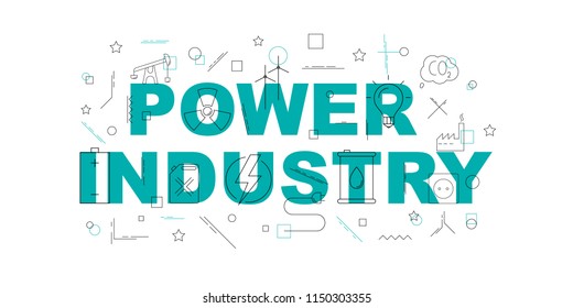 Power Industry Vector Banner Word Line Stock Vector (Royalty Free ...