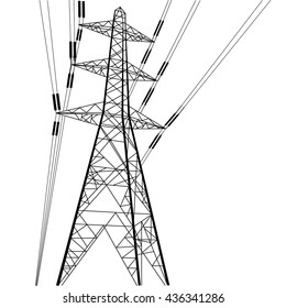 High Voltage Power Pole Line Vector Stock Vector (Royalty Free) 105962513