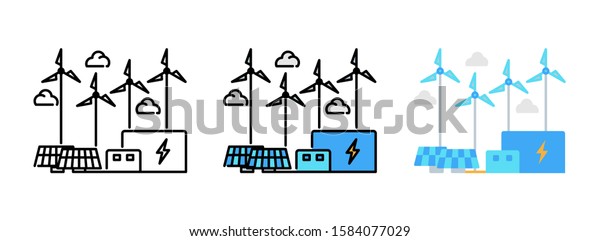 Power Plant Icon Set Isolated On Stock Vector (Royalty Free) 1584077029 ...