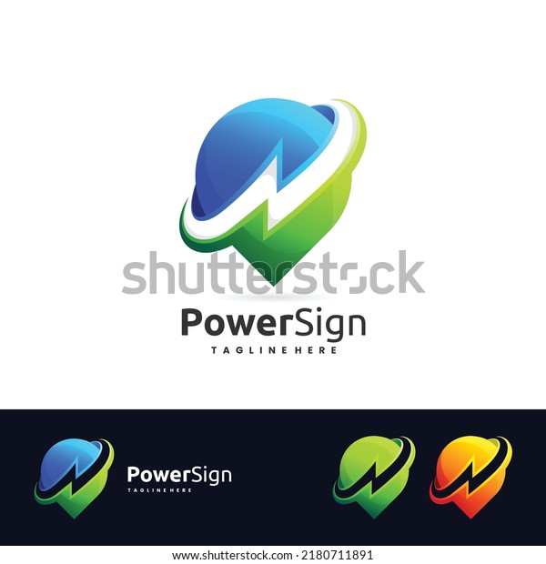 Power Point Logo Design Power Location Stock Vector (Royalty Free ...