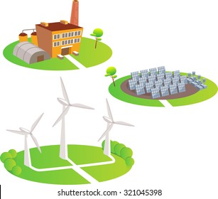 Power Stations Fun Cartoon Map Elements Stock Vector (Royalty Free ...