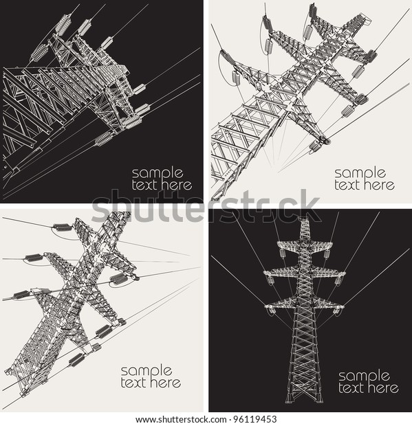 Power Transmission Line Vector Illustration Stock Vector (Royalty Free ...