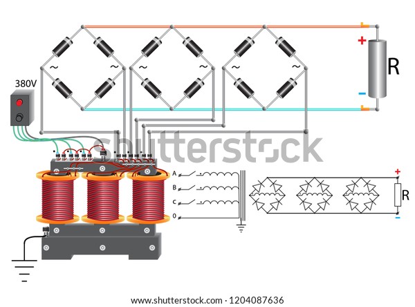 A power unit that uses a three-phase step-down voltage transformer, a ...