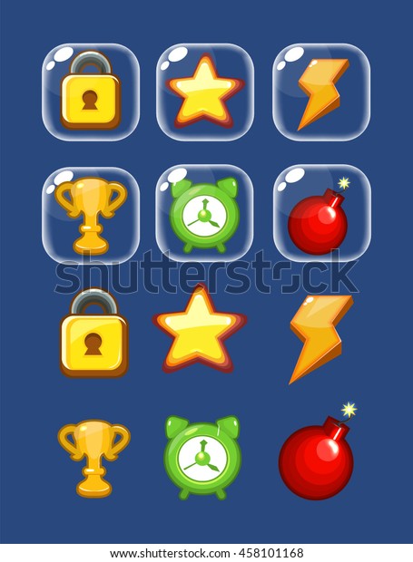 Power Ups Boosters Mobile Game Assets Stock Vector (Royalty Free) 458101168