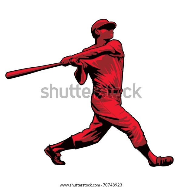 Powerful Baseball Hitter Left Handed Stock Vector (Royalty Free) 70748923