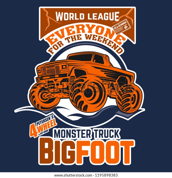 Powerful Car Big Wheels Car Vector: vector de stock (libre de regalías ...