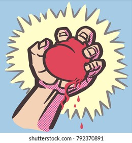 Powerful Graphic Hand Gripping Bleeding Heart Stock Vector (Royalty ...