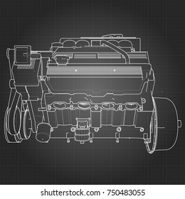 94 V8 car engine drawing Stock Vectors, Images & Vector Art | Shutterstock