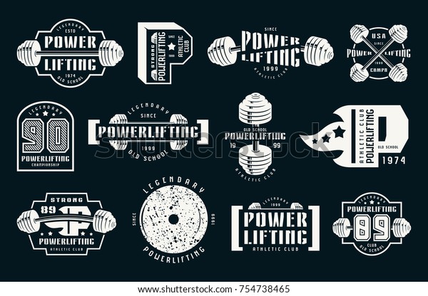 Powerlifting Emblems Badges Graphic Design Tshirt Stock Vector (Royalty ...