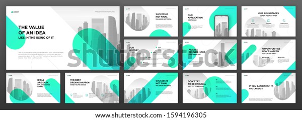 Powerpoint Presentation Templates Set Business Real: เวกเตอร์สต็อก ...