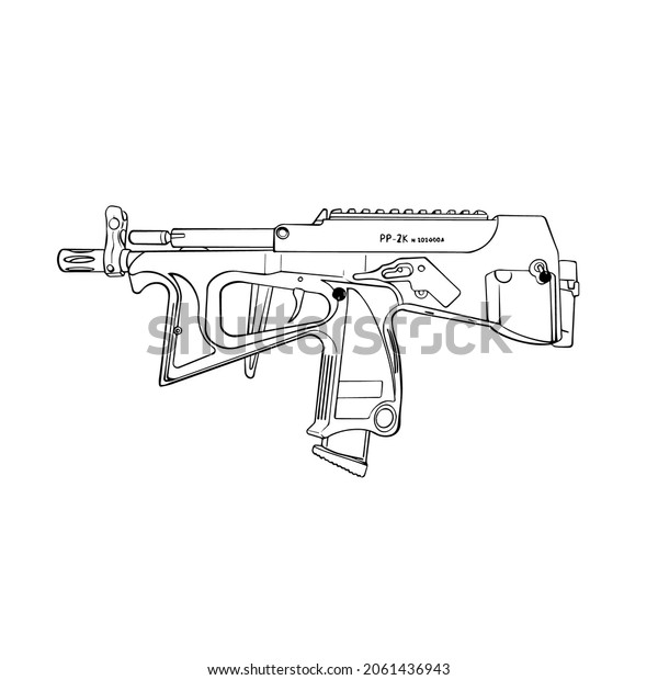 Pp2000 Machine Gun Illustration Hand Drawing Stock Vector (Royalty Free ...