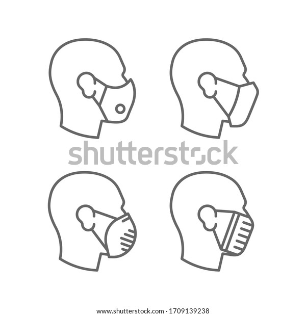 Ppe Face Mask Icon Set Stock Vector (Royalty Free) 1709139238 ...