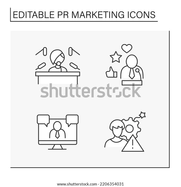 Pr Marketing Line Icons Set Spokesperson Stock Vector (Royalty Free ...