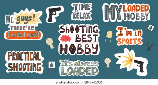 Practical Shooting Lettering Sticker Pack Handgun Stock Vector (Royalty ...