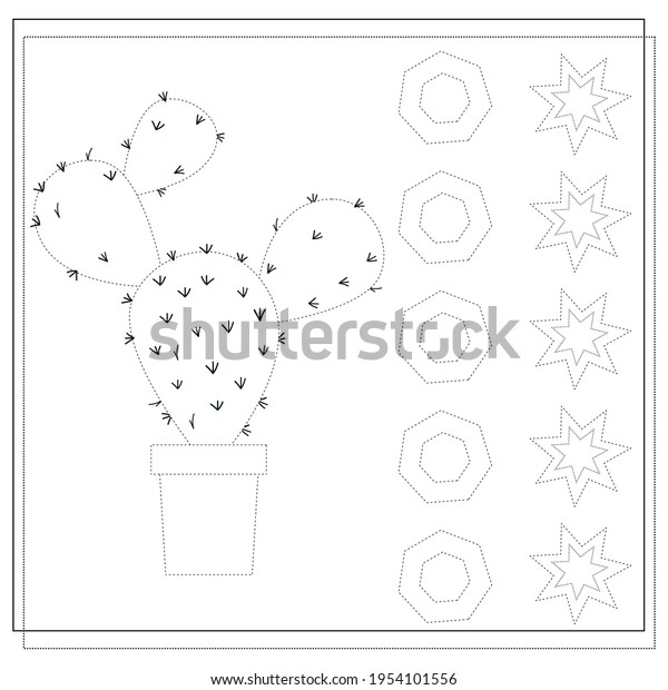 Practice Handwriting Drawing Worksheet Preschool Children Stock Vector ...