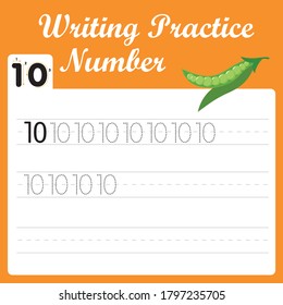Practice Writing Numbers 10 Learn Count Stock Vector (Royalty Free ...