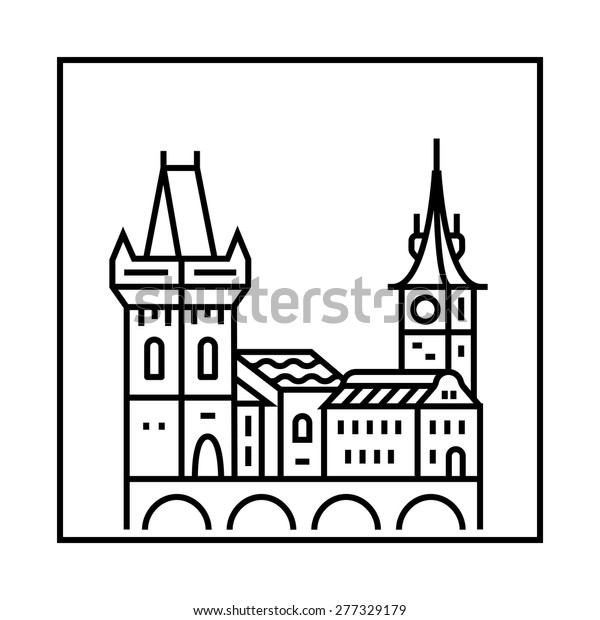 Prague Icon Vector City Skyline Buildings Stock Vector (Royalty Free ...