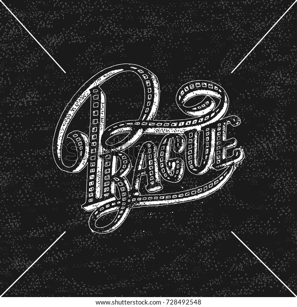 Prague Modern Hand Written Brush Lettering Stock Vector (Royalty Free ...
