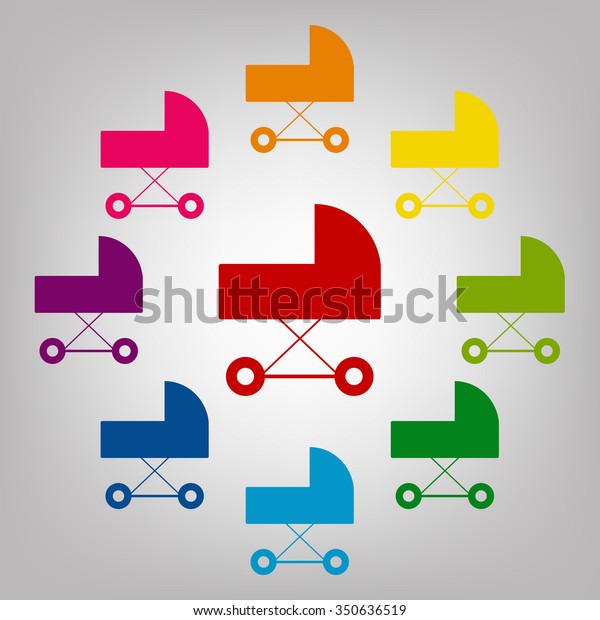 Pram Vector Icon Icons Colorful Set Stock Vector (Royalty Free ...