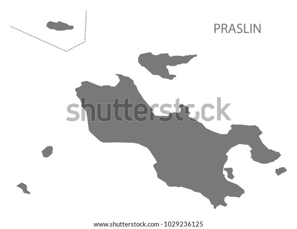Praslin Seychelles Map Grey Illustration Silhouette Stock Vector ...