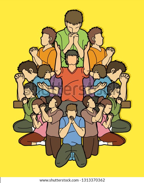Pray Prayer Concept Double Exposure Cartoon Stock Vector (Royalty Free ...