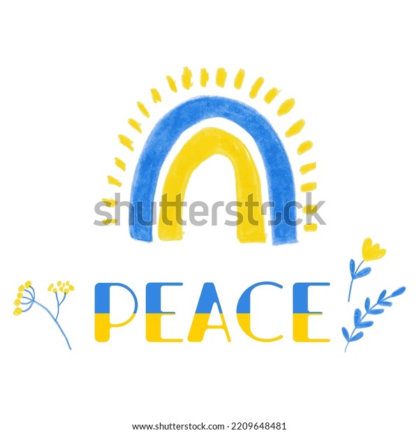 Pray Ukraine Boho Rainbow Colored Pencils Stock Vector (Royalty Free ...